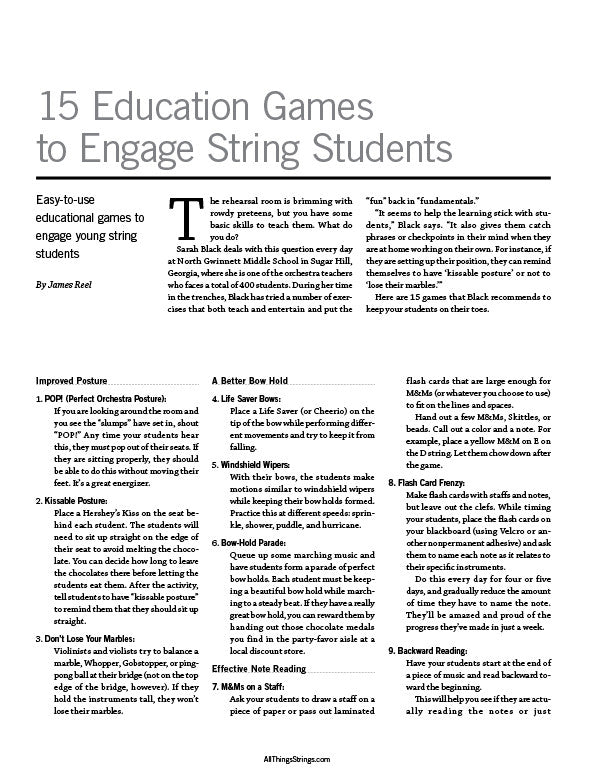 Improve Your Teaching Skills - 15 Education Games to Engage String Stu ...