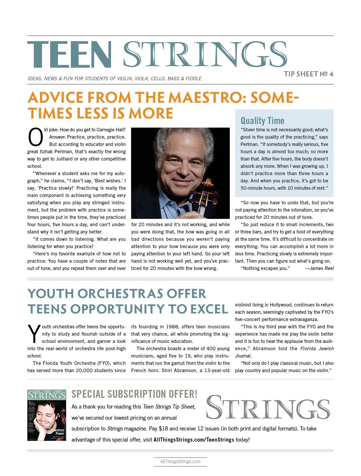 Teen Strings Tip Sheet #4: Advice From the Maestro – Strings Magazine